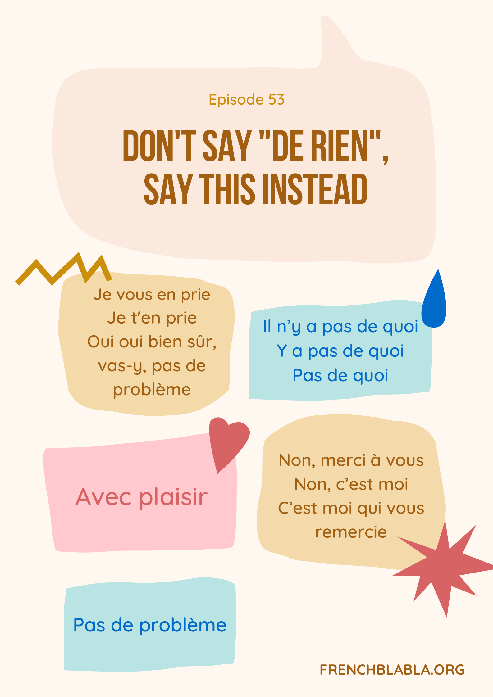 Ep53 - Don't say "de rien", use these words instead! - French Blabla